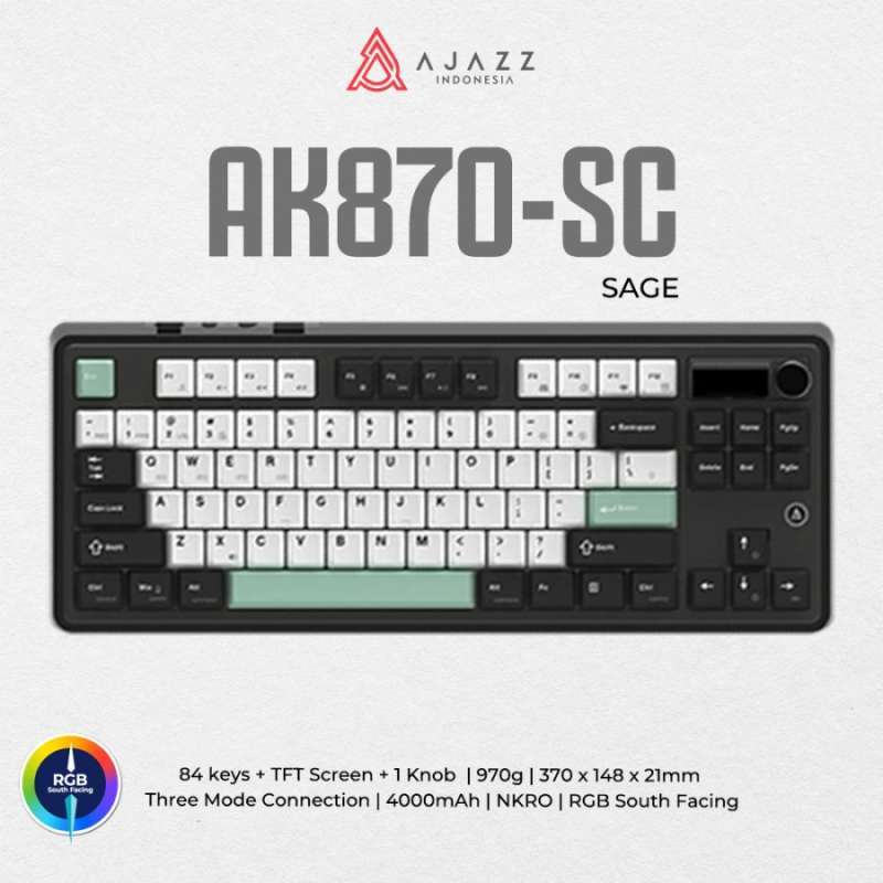 Jual Ajazz Ak870 / Ak-870 Sc Tkl Wireless Gaming Keyboard Mechanical ...