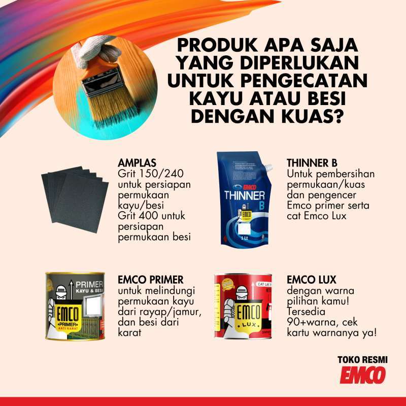 Jual Emco Lux Cat Kayu & Besi 1kg - Kuning Jingga Varian Warna Yellow ...