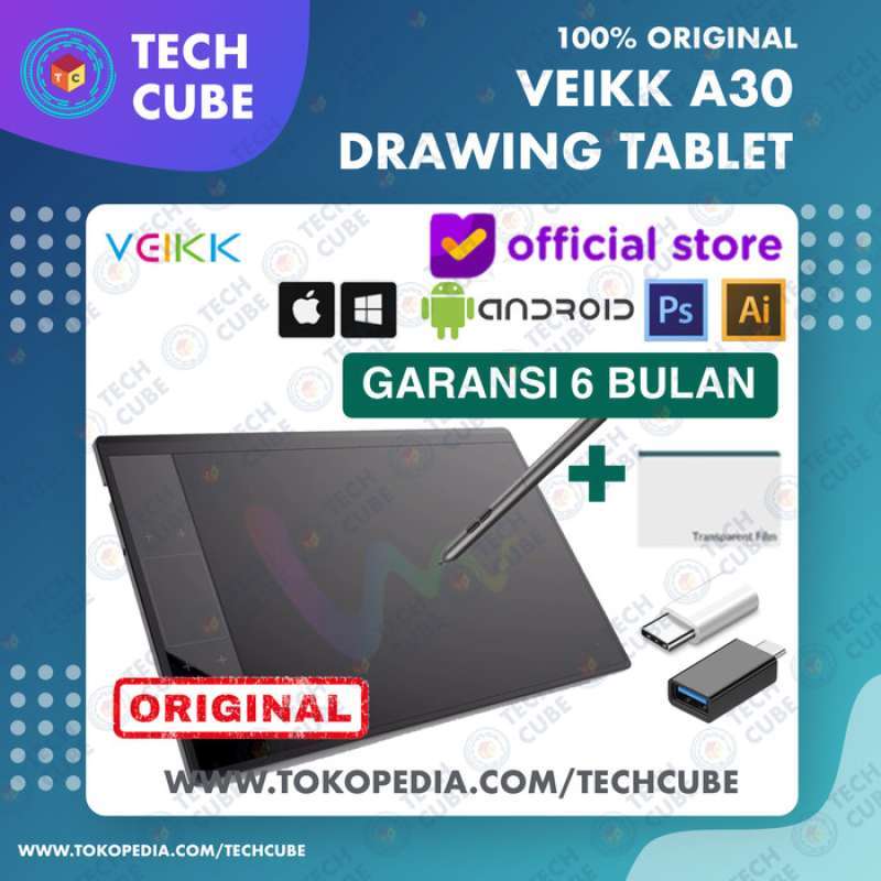 Jual Veikk A30 Digital Graphic Drawing Pen Tablet Design Alt S640 A50 ...