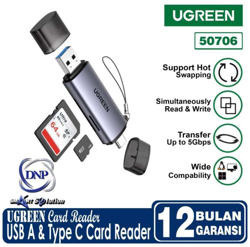 Jual Ugreen Card Reader Usb Type C / Usb A 3.0 To Usb 3.0 Sd/tf Card ...