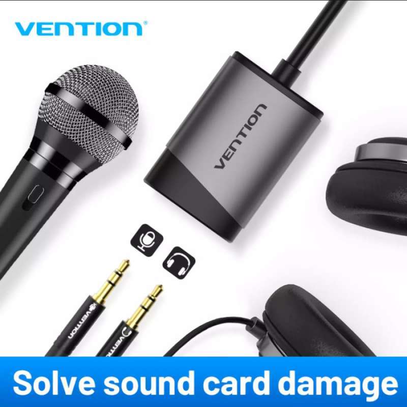 Jual Vention Sound Card Usb External 3.5mm Dual Hole Microphone & Audio ...
