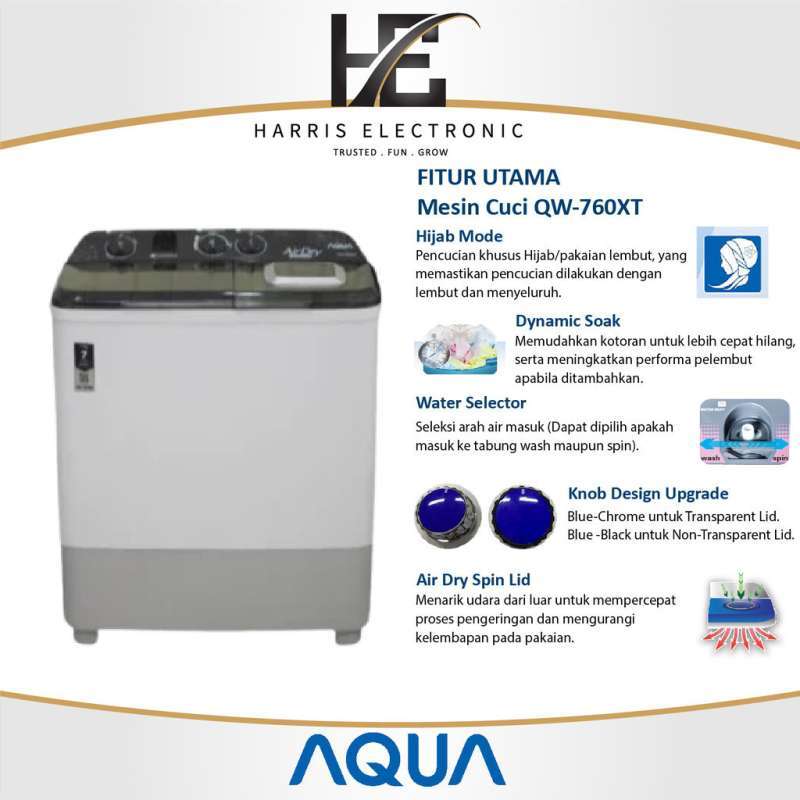 Jual Aqua Japan Elektronik Mesin Cuci 2 Tabung Kapasitas 7 Kg Qw-760xt Garansi Resmi Di Seller ...