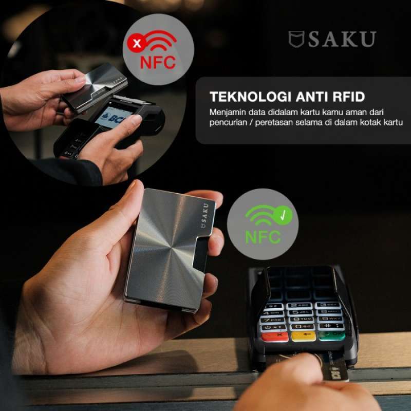Jual Saku Dompet Kartu Pria Rfid Smart Wallet Card Holder Mini Metal ...