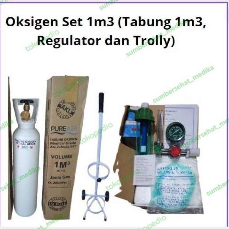 Promo Oksigen 1m3 Lengkap Tabung Oxygen Regulator Trolly Dan Nasa Siap ...