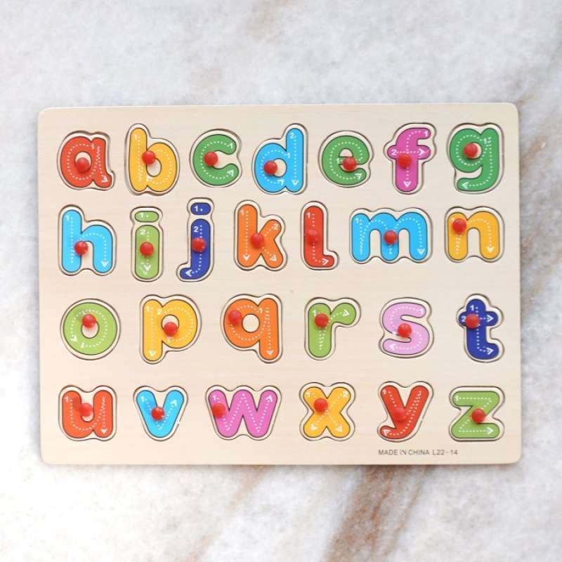 Jual Mainan Edukasi Anak Puzzle Kayu Abjad Alphabet Abc Huruf Kecil Di ...