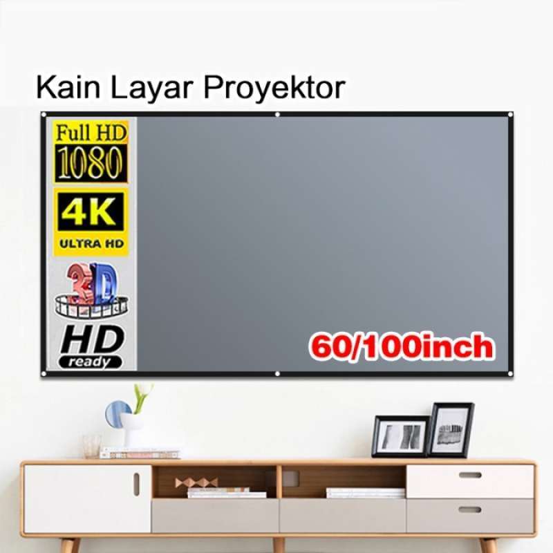 Promo 100% Produk Ori *60/100 Inch* Kain Layar Proyektor / Kain Layar ...