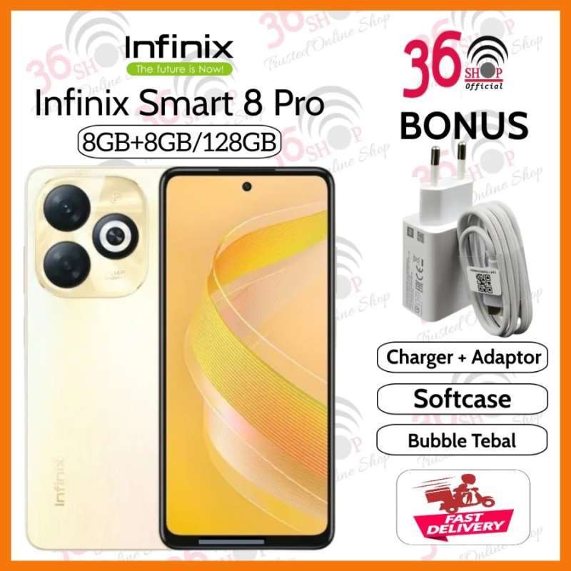 Jual Infinix Smart 8 Pro 8gb+8gb/128gb Camera 50mp Garansi Resmi 1 Tahun - Gold Di Seller 36 ...