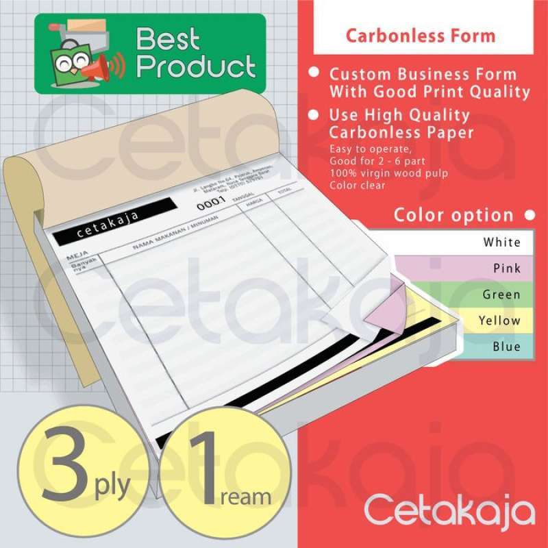Jual Cetak Nota 1 Rim 3 Ply / Rangkap ( Custom Ncr Invoice Bon ) 3ply ...