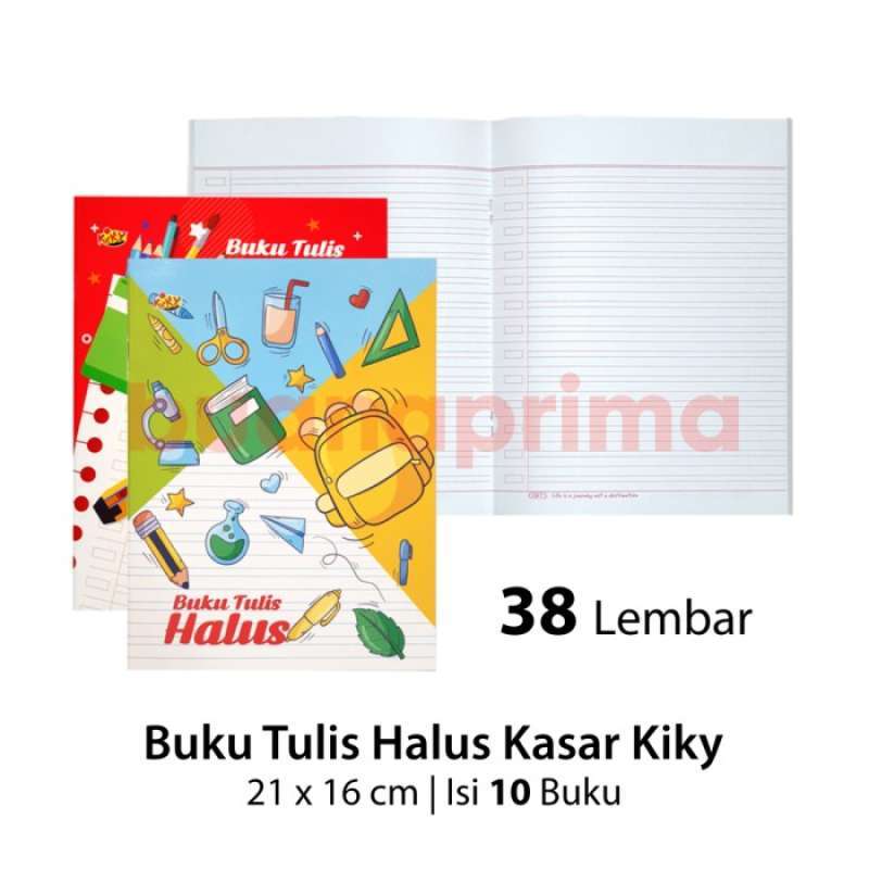 Jual Buku Tulis Halus Kasar Kiky 38 Lembar Isi 10 Pcs Notebook Garis 3 ...