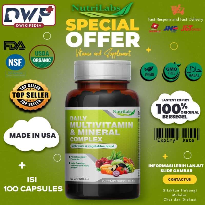 Promo Nutrilabs Daily Multivitamin & Mineral Complex - 100 Capsules Diskon 33% Di Seller Azzana ...
