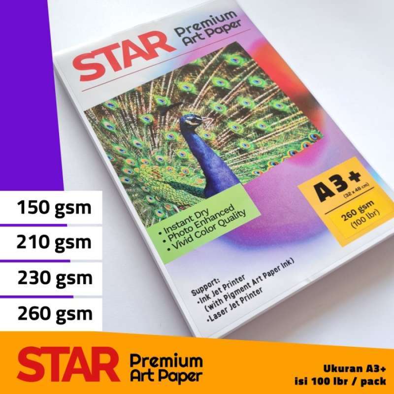 Jual Kertas Art Paper Star A3+ (a3 Plus) Isi 100 Lembar 150/210/230/260 Gsm Di Seller Sunshop ...