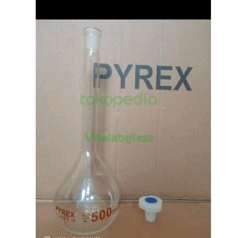 Promo Labu Ukur/volumetric Flask 500 Ml Pyrex With Stoper Plastik ...