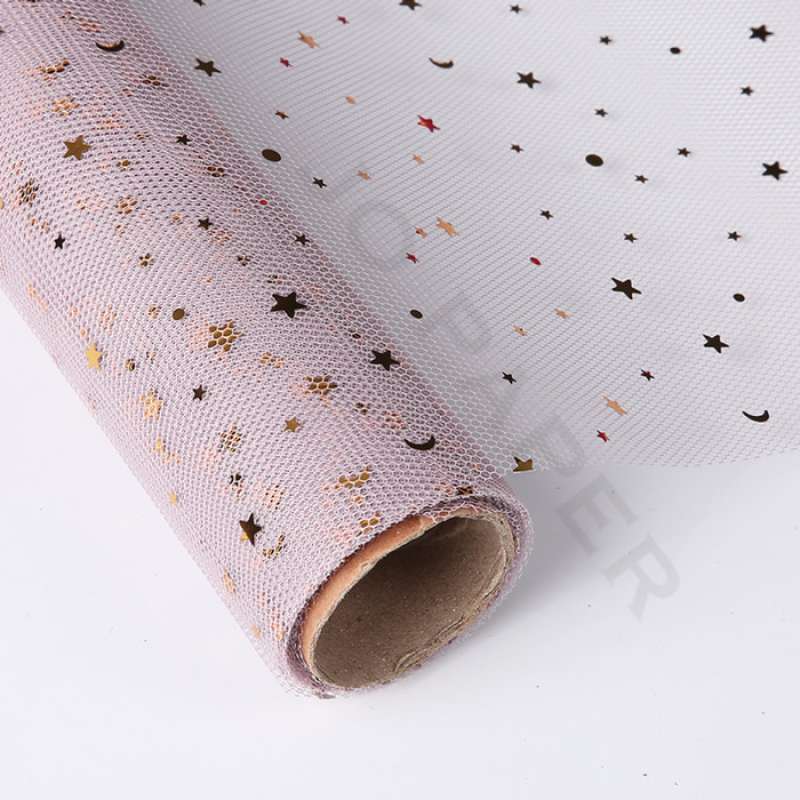Jual Flower Wrapping Paper Motif Bulan Bintang Mesh Roll Kertas Buket ...