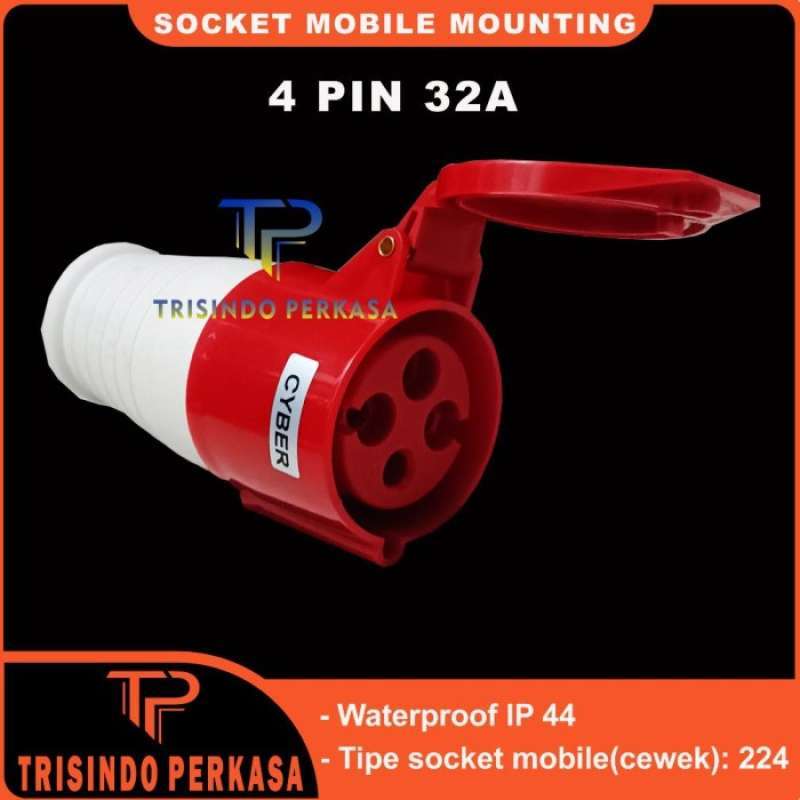 Jual New Mobile Mounting Industrial Socket 4p / 4 Pin 4pin 32a 32 ...