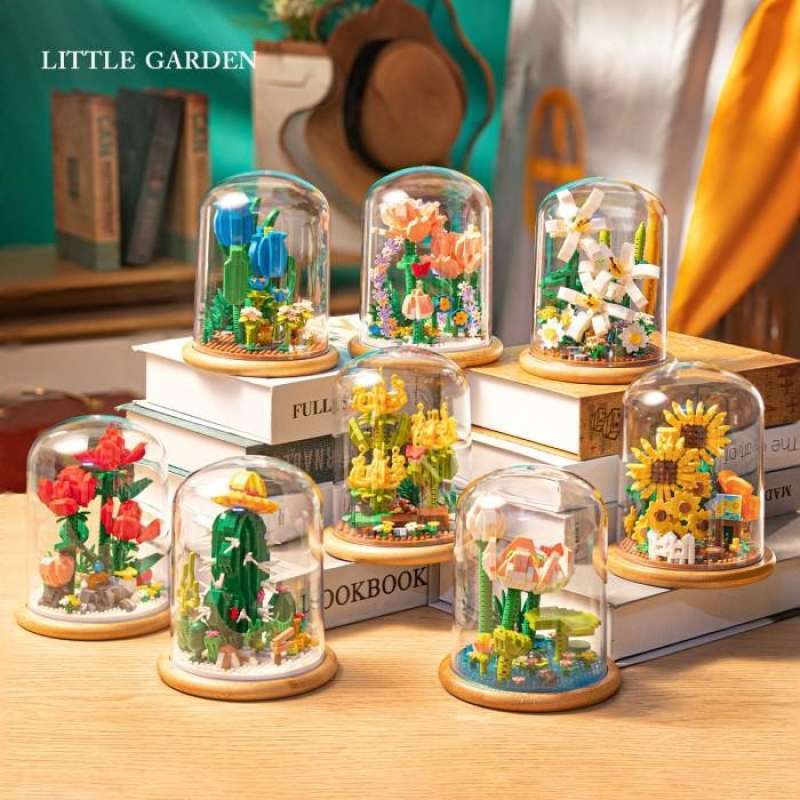 Promo Mainan Diy Lego Bunga Dengan Kotak Akrilik Menyala Model 3d Susun ...