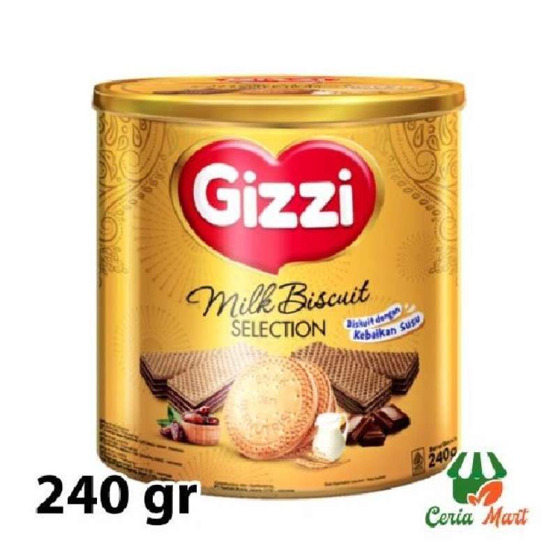 Jual Biskuit Kaleng Gizzi 240 Gr Milk Biscuit Selection Wafer Kurma ...