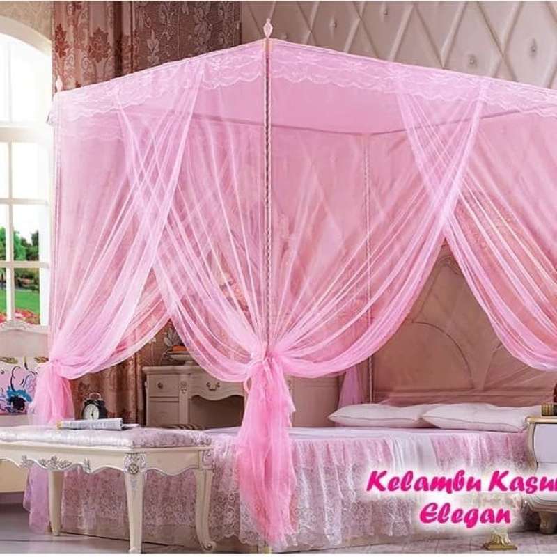 Promo Kelambu Kasur Elegan Mewah Lengkap Penyangga 4 Kaki Besi Diskon ...