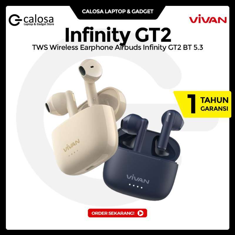 Jual Vivan Tws Wireless Earphone Airbuds Infinity Gt2 Bt 5.3 Playtime ...