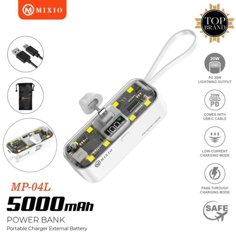 Jual Mixio Mp-04 Powerbank 5000mah Portable Mini Lightning Type C With ...
