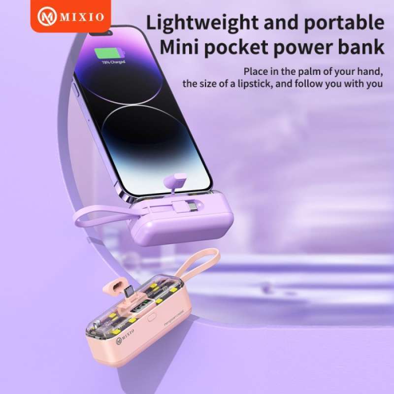 Jual Mixio Mp-04 Powerbank 5000mah Portable Mini Lightning Type C With ...