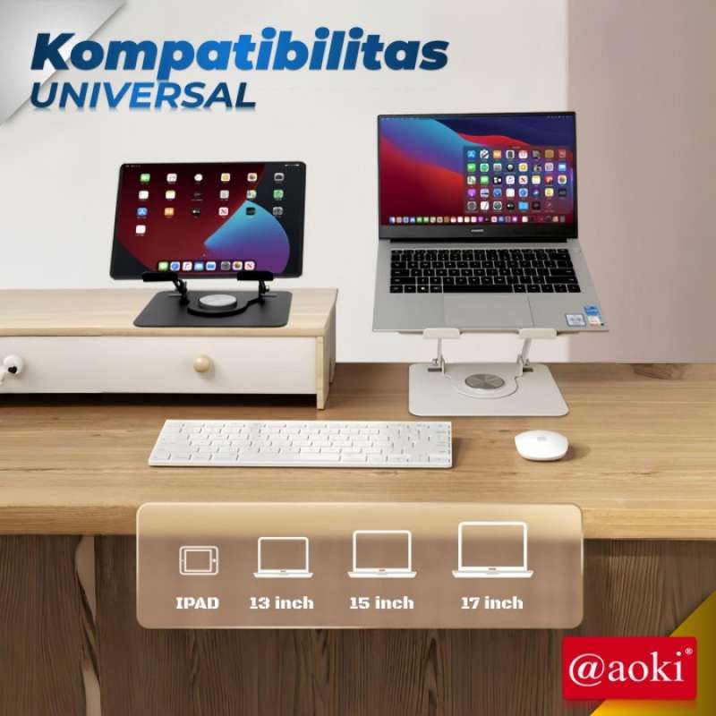Jual Aoki Laptop Stand Dengan 360â° Rotasi Base, Penstabil Komputer Ergonomi Di Seller Jete ...