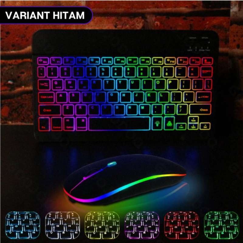 Jual Keyboard Mouse Wireless Bluetooth Set Backlit Backlight Universal ...
