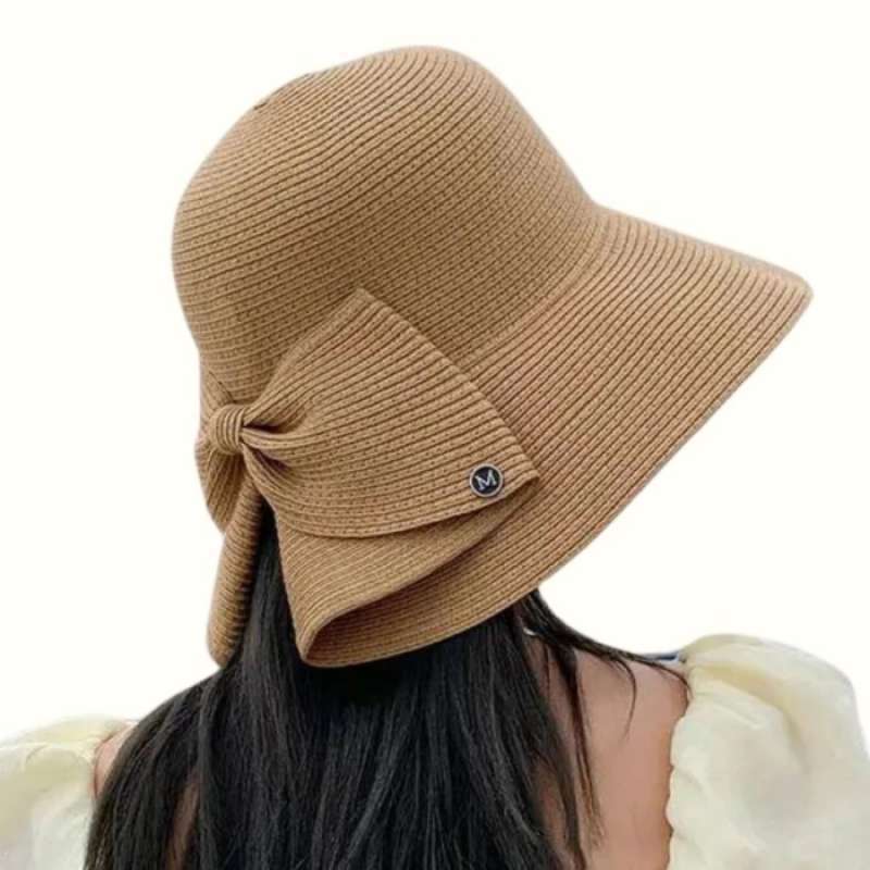 Jual Topi Pantai Jerami Pita Gelombang Premium Korea Import Straw Hat - Merah Muda Di Seller ...