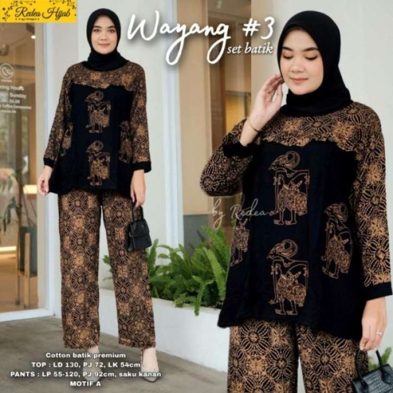 Jual Setelan Wanita Wayang Hitam Set Rempel Batik Cap Rayon Samitex Di ...
