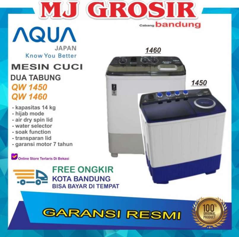Promo Mesin Cuci Aqua Japan Qw1450t 14kg 2 Tabung 1450t 14 Kg 1450 ...