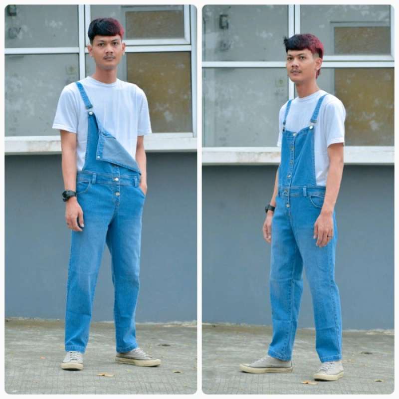 Jual Baju Overall Jeans Pria Wanita Cewek Cowok Tebal Original Big Size Oto - Standard Di Seller ...