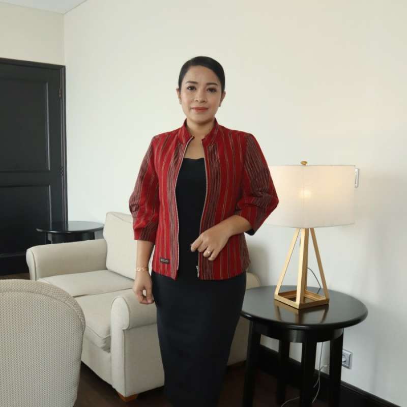 Jual Outer / Jacket Etnik Tenun Ulos Tobu Tobu Asli Merah Model : Ika ...