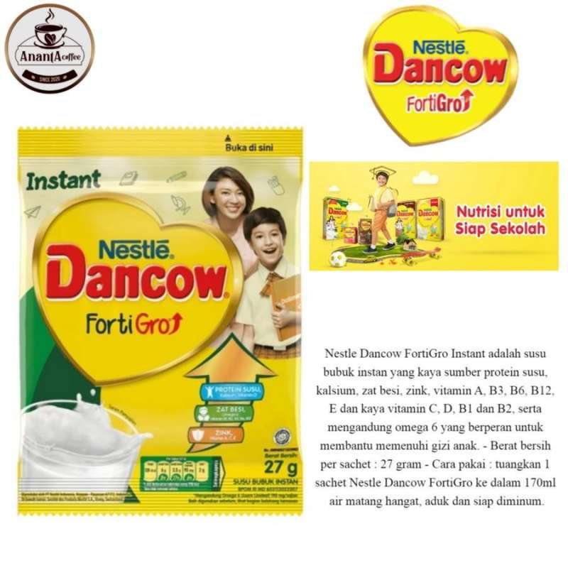 Jual Susu Dancow Fortigro Instant Sachet Putih 27 Gram Nestle Dancow Di ...