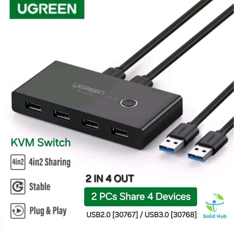 Promo Ugreen Usb Switch Kvm 4 Port Usb3.0 Usb2.0 Sharing Adaptor For Printer Mouse Keyboard Hdd ...