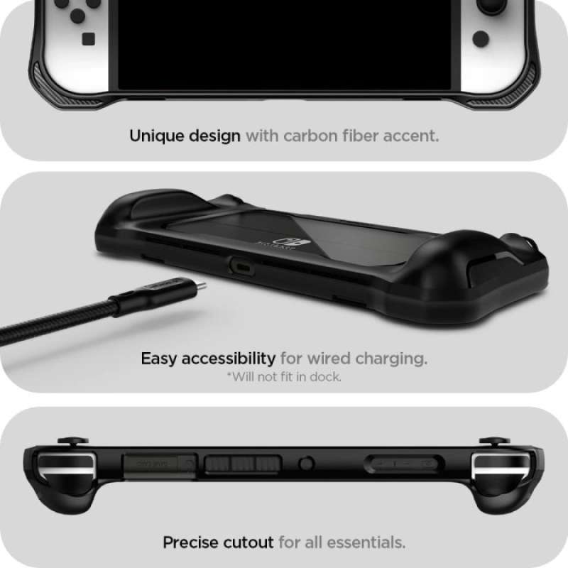 Promo Case Nintendo Switch Oled Spigen Rugged Armor Grip Cover Carbon ...