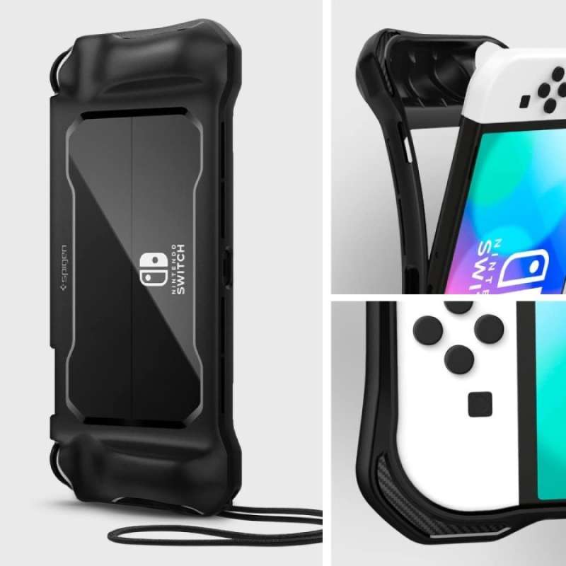 Promo Case Nintendo Switch Oled Spigen Rugged Armor Grip Cover Carbon ...