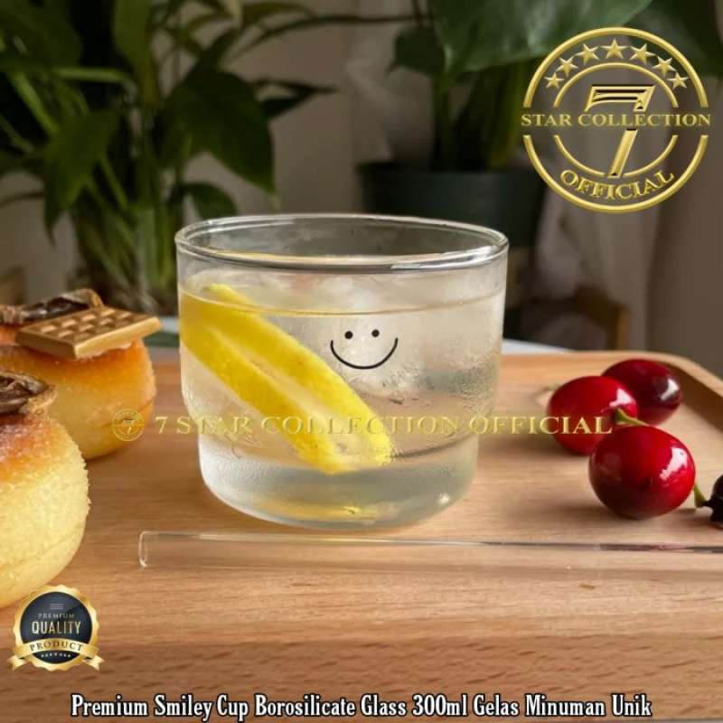 Promo Smiley Cup Borosilicate Glass 300ml Gelas Minuman Unik - 3 Pcs ...