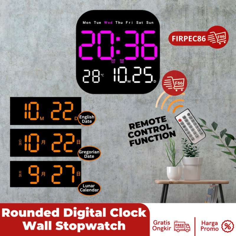 Jual Jam Dinding Digital Led Layar Besar Dan Remote Control Dekorasi Di ...
