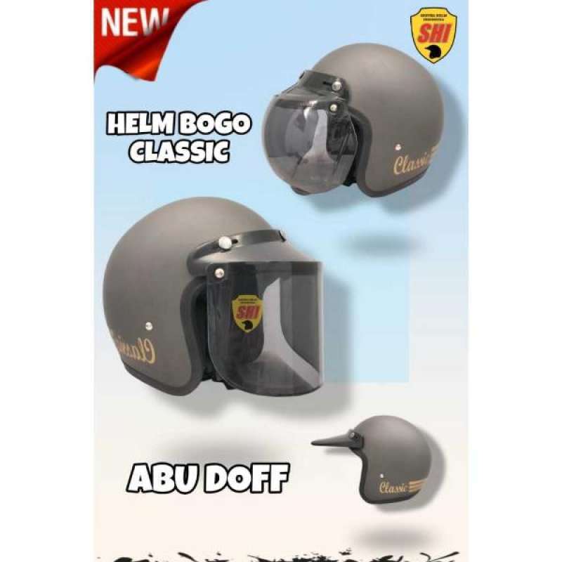 Jual Helm Bogo Dewasa Wanita Premium Cewek Cowok Sni - Cembung Abu Doff ...