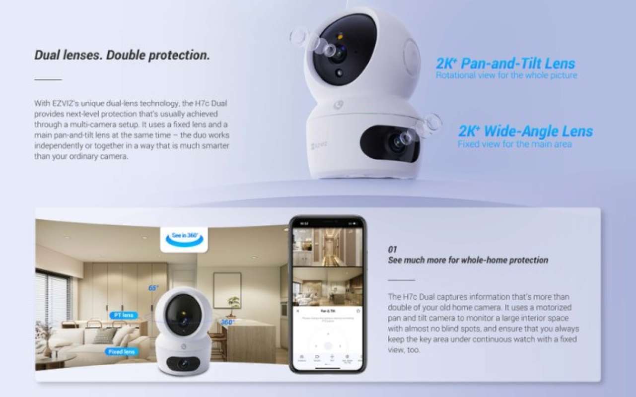 Jual Ezviz H7c Dual-lens 2k+ & 2k+ Smart Home Wifi Pan Tilt Ip Camera ...