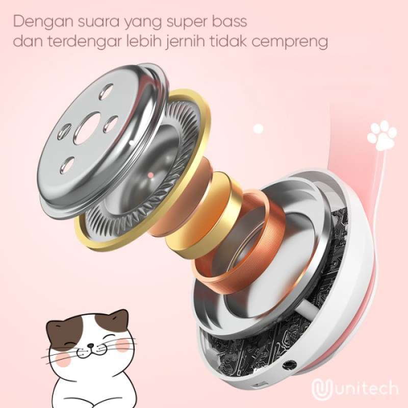 Jual Headset Bluetooth Telinga Kucing Led Unitech Super Bass Di Seller ...