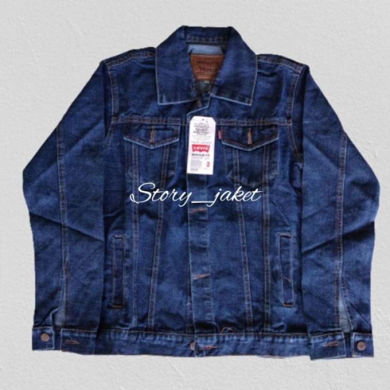 Jual Jaket Jeans Biowash Biru Tua Pria Premium / Jacket Jeans Biru Tua ...