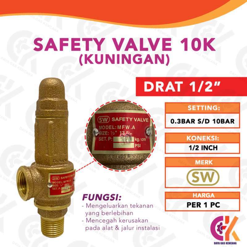 Promo Sw Safety Valve Kuningan 10 Bar - Pressure Safety Relief Valve ...