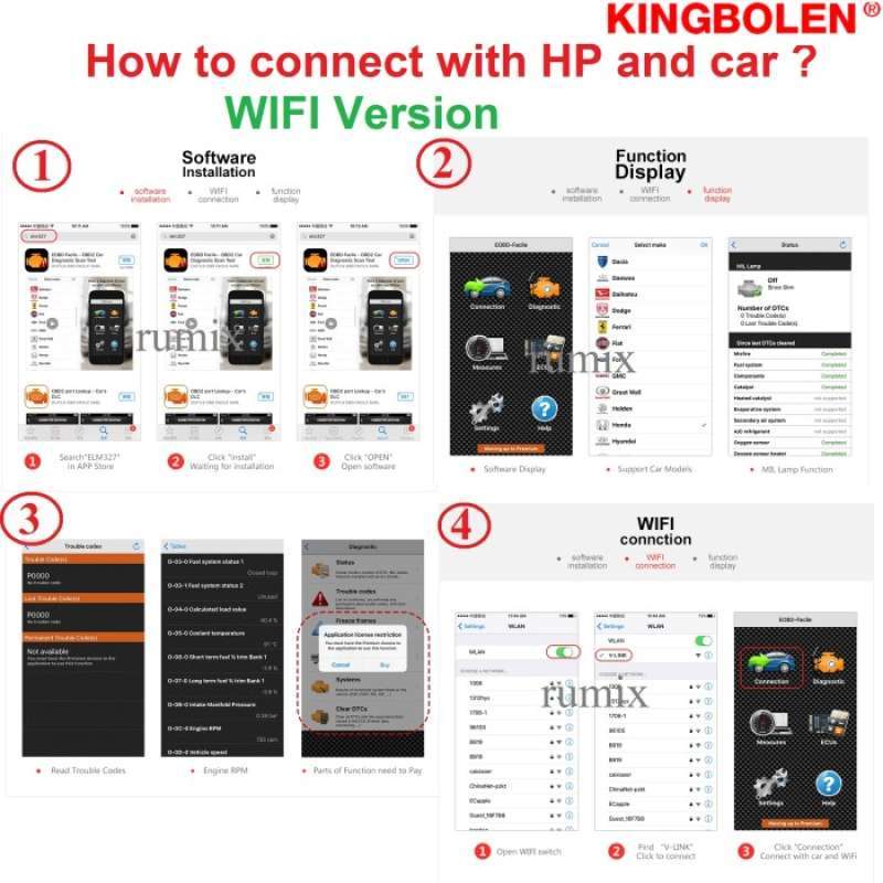 Promo Kingbolen Car Diagnostic Obd Ii Obd2 Elm327 V1.5 Scan Pic1825k80 Wifi - Bluetooth Diskon ...