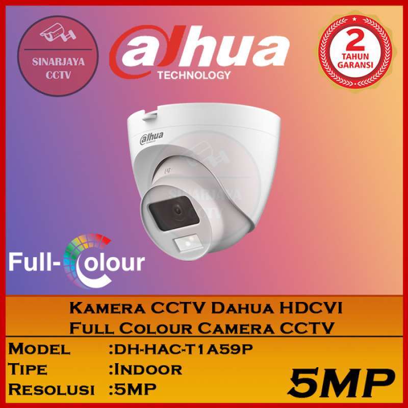 Promo Camera Cctv Indoor-outdoor Full Colour 5mp Dh-hac-t1a59p Colorvu ...