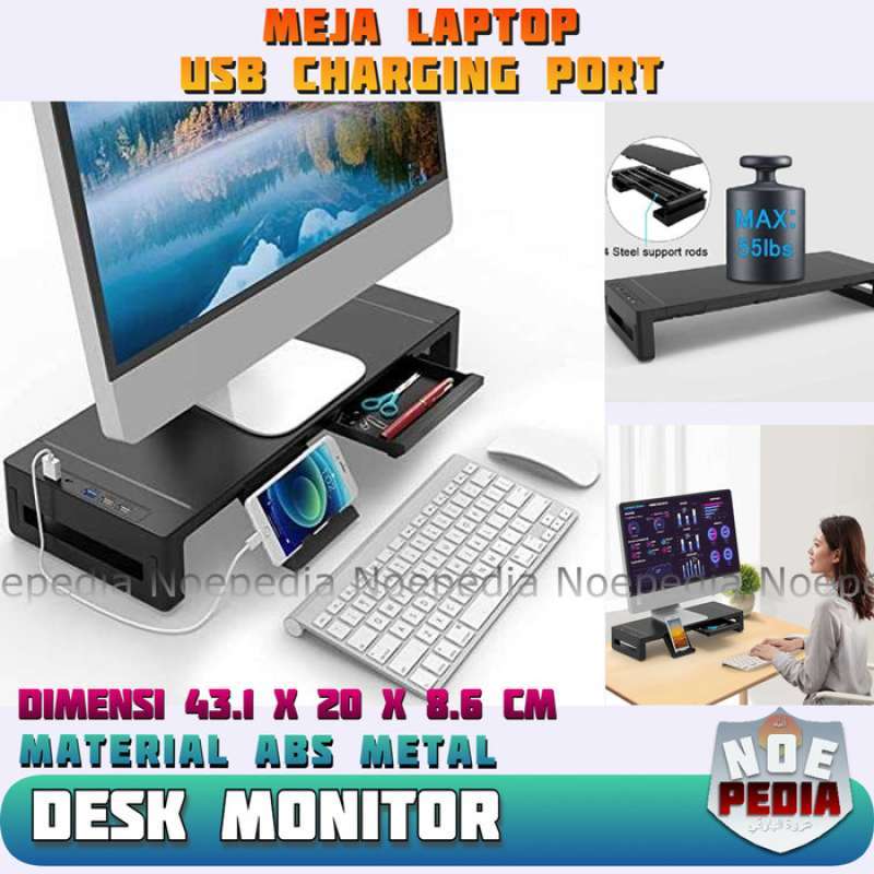 Promo Meja Laptop Desk Monitor Stand With Usb 3.0 And Charging Port ...