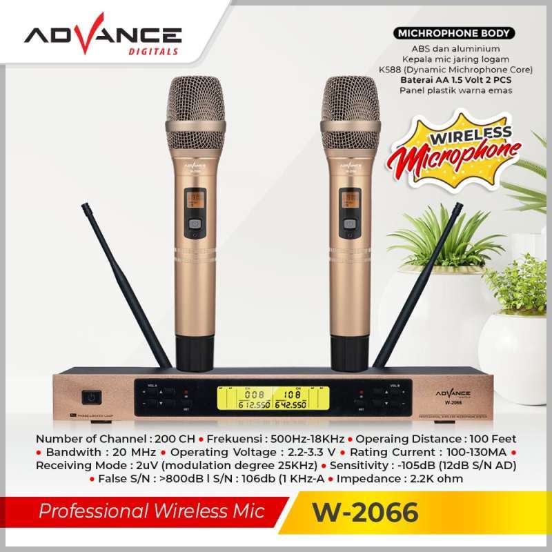 Promo Advance Mic W2066 Wireless Profesional Microphone Double Premium ...