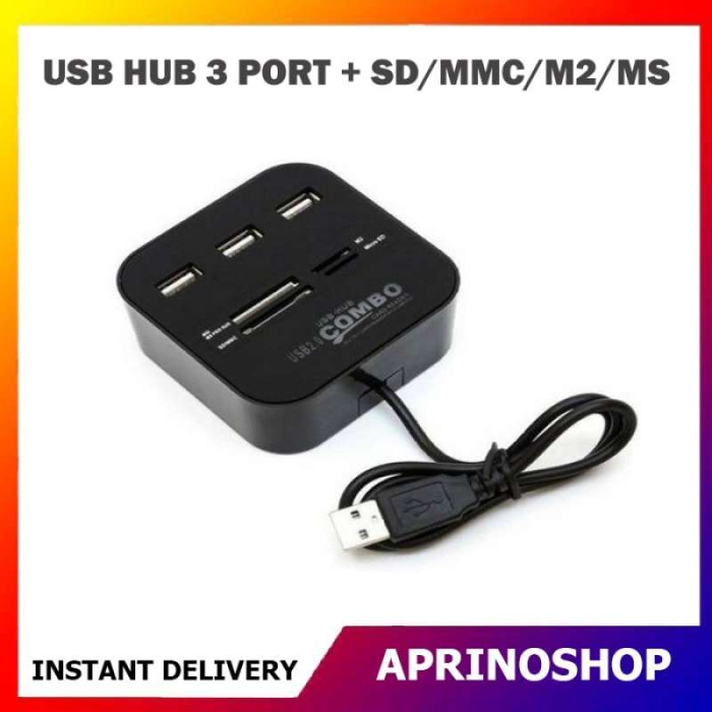 Promo Usb Hub 3 Port 4 Card Reader Sd/mmc/m2/ms Combo All In One High Speed Diskon 23% Di Seller ...