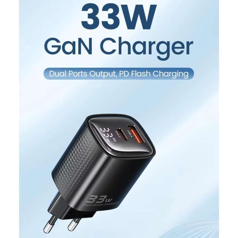 Jual Kepala Charger Usb Fast Charging Dual Port Pd Qc3.0 Gan 33w Tct33a ...