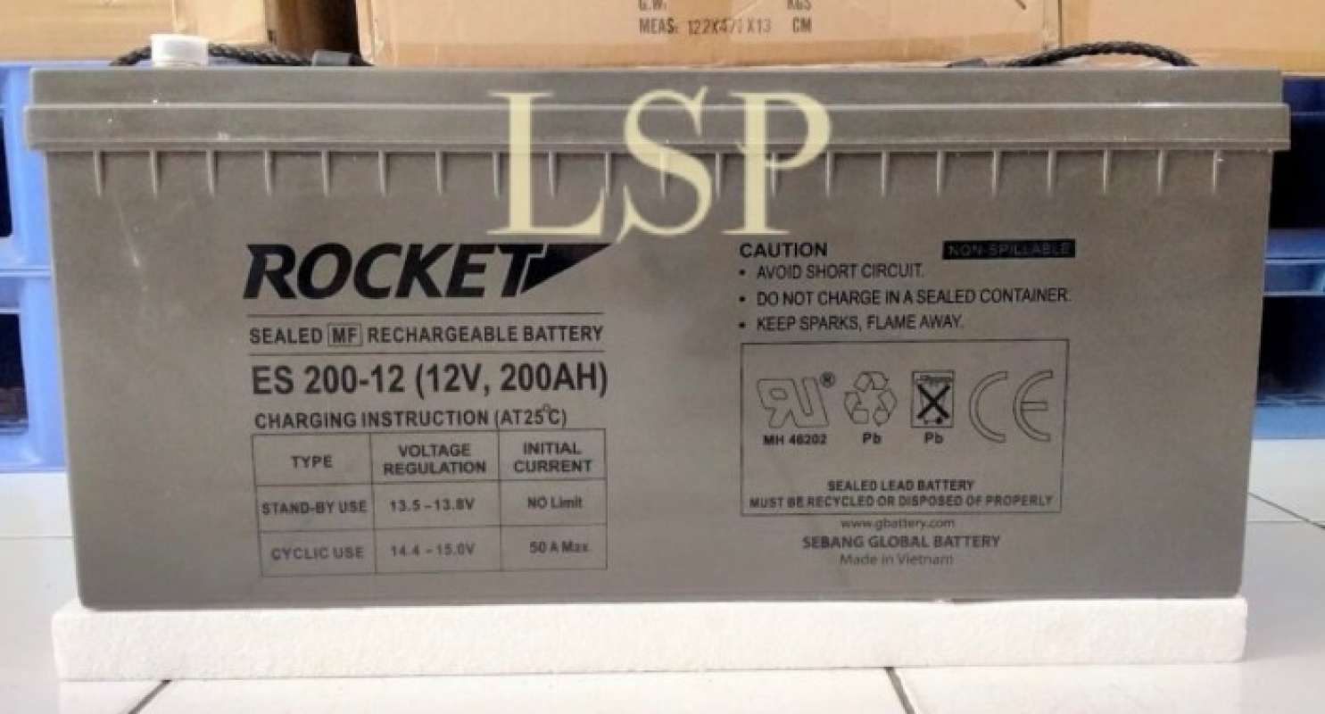 Promo Aki Rocket Es 200-12 Vrla Mf 12v 200ah Baterai Accu Kering Es-200-12 Diskon 23% Di Seller ...