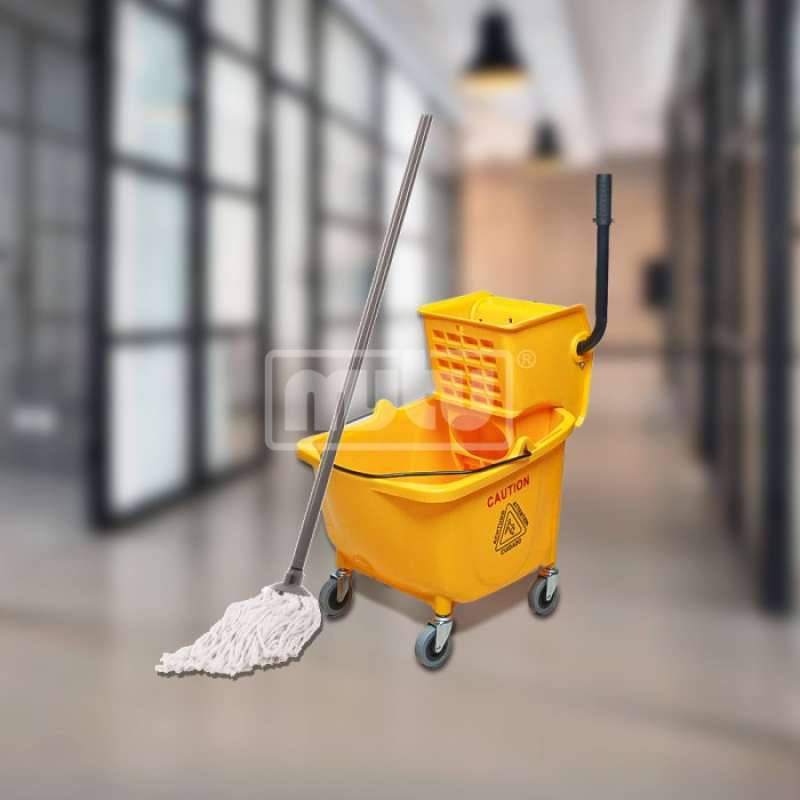Promo Single Bucket Cleaning Mop Wringer Press Trolley Troli Ember -mbt ...